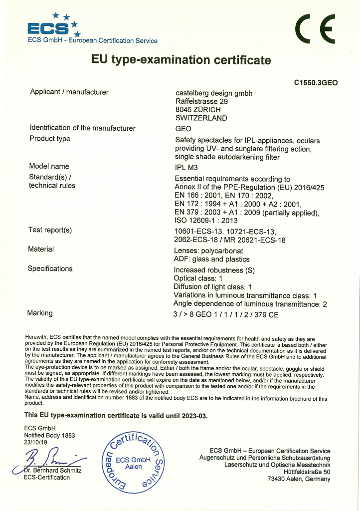 Smartglass IPL shutter glass (Fit over Prescription Glasses)